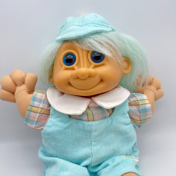 Russ Berrie | Toys | Vintage Russ Kidz Troll Doll Sparky 232 Baby Blue Outfit Hair Soft Body 2 ...
